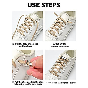 SuanlaTDS 2 Pcs Lace-Free Metal Magnetic No Tie Elastic Buckle Shoelace Lazy Free Shoelace Buckle for Kid Adult