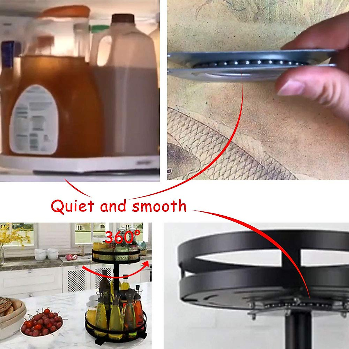 6 inch Square Swivel Ball Bearing Plate Rotating Table Lazy Susan 5/16'' Thick Turntable Silver Tone