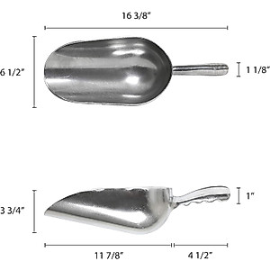 TrueCraftware-Set of 2 Aluminum 85 oz. Scoop with Contoured Handle- for Bar Ice Flour Utility Scoop Kitchen Ice Scooper for Ice Maker Popcorn Scoop Food Scoops for Bar Party Wedding
