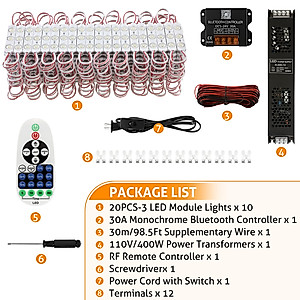 WICHEMI 100ft Storefront LED Light Bluetooth APP Control LED Module for Signs Daylight White 6500K 1.32W 12V DC 200PCS 2835 SMD 3 LED Window Lights for Business Strip Light for Store Advertising Décor