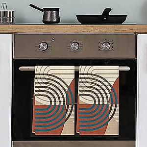 Kitchen Towels Abstract Spiral Circle Absorbent Tea Towel Soft Hand Dish Towel Mid-Century Modern Reusable Washable Cleaning Cloth Hand Bath Towels for Bathroom Bar for Everyday Cooking (Pack of 1)