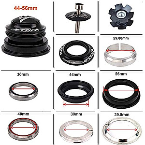 JESSICA 34/44/44-55/44-56mm 1-1/8 Threadless Double Sealed MTB Bearings Lightweight Headset, fit Mountain Bike Road Bicycle Straight Tapered Tube Frame Fork Star Nut Top Cap