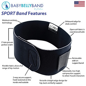 CABEA Baby Belly Band Sport Pregnancy Maternity Belt Abdominal Hip Back Support Black (Small 0-6 fits waist 30-40")