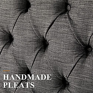 Jocisland Upholstered Bed Frame King Size Wingback Platform Bed Frame Tufted and Headboard Tall Linen Bed Frame/No Box Spring Needed/Wood Slat (Dark Grey)