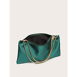 Verdusa Women's Satin Evening Handbag Shoulder Bag Purse Green one-size