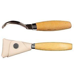 Morakniv 163 Double-Edged Stainless Steel Hook Knife With Leather Sheath For Wood Carving
