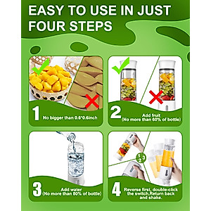 Portable Blender, Portable Blender for Shakes and Smoothies, Personal Size Blender for Shakes and Smoothies with 6 Blades, 17 Oz USB Rechargeable Mini Blender shake Smoothie for Kitchen/Travel/Gym