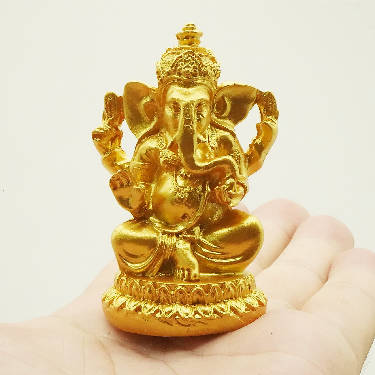 Gold Lord Ganesha Statues, Buddha Elephant Hindu God Sculpture Figurines Resin Home Garden Decoration Feng Shui Ornaments
