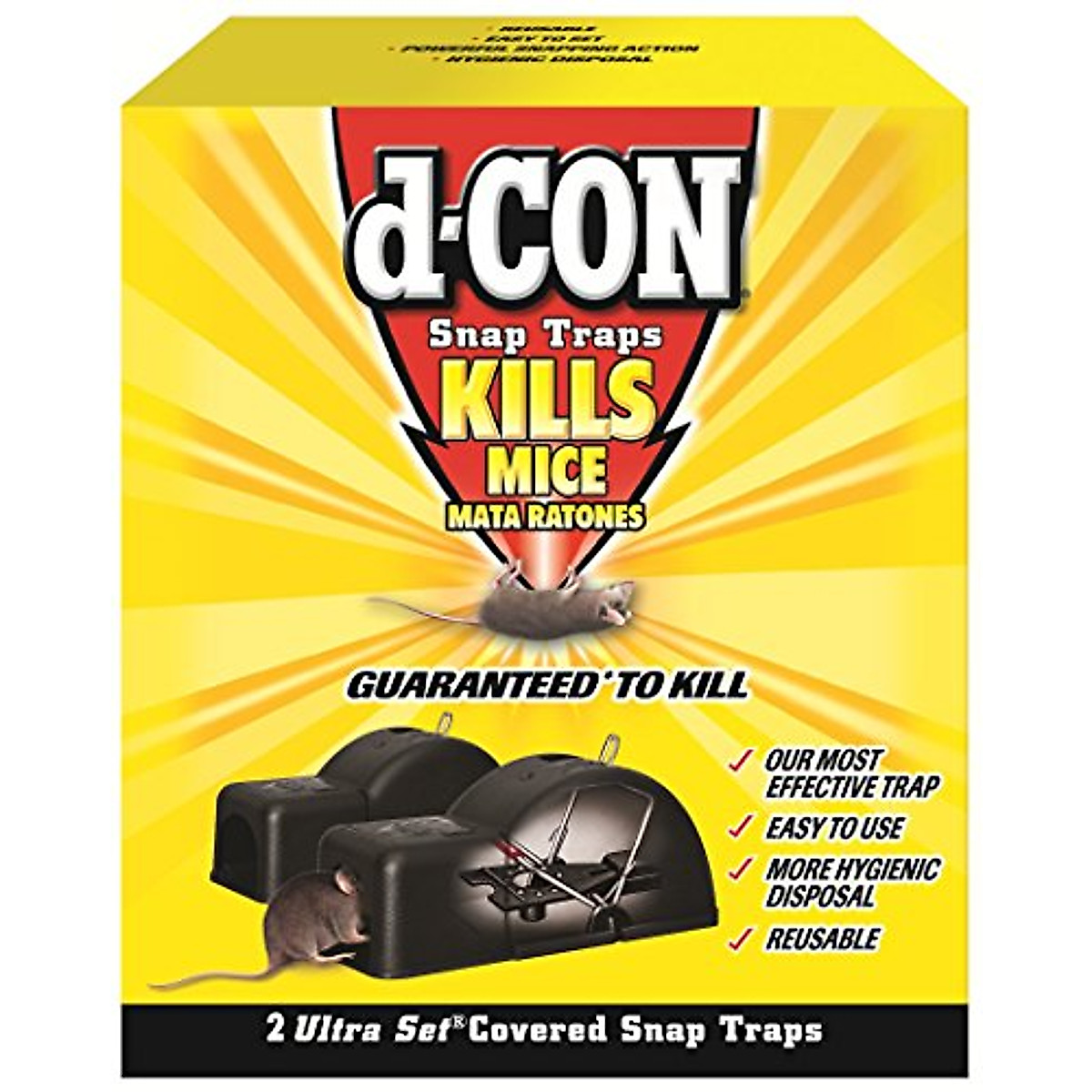 d-CON Reusable Ultra Set Covered Mouse Snap Trap, 2 Traps, 2 Count (Pack of 1)
