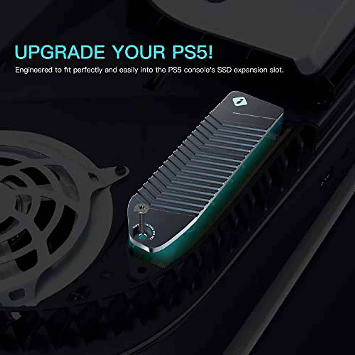 DAMOMCO M.2 NVMe PS5 Heatsink - Solid Aluminum Cooler for Playstation 5 SSD NVMe PCIe Console with Thermal Pads,Space Grey