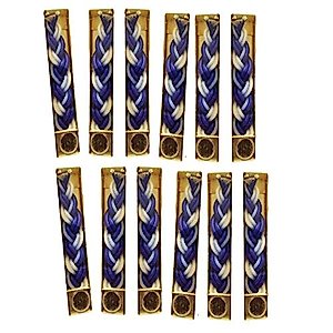 12 Havdalah Sets of Braided Blue and White Candles with a Small Container of Besomim