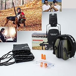 PROHEAR 016 Shooting Ear Protection Earmuffs 2 Pack, NRR 26dB for Gun Range, Hunting -Green and Brown