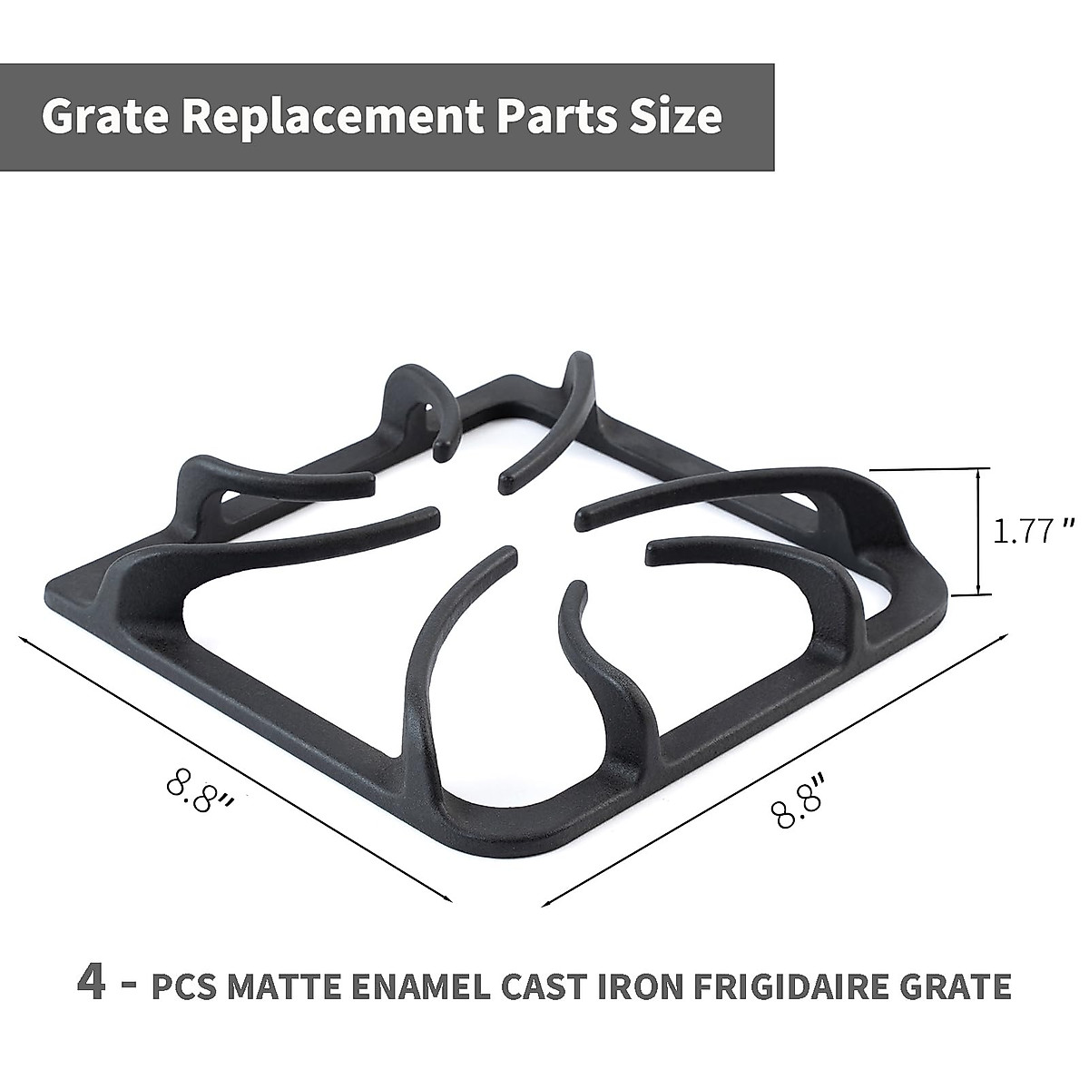Allstare 316202405 Grate Replacement Parts for Frigidaire Stove Grates Kenmore Gas Range Parts Stove Top Surface Burner Grates 8.8 x 8.8 Inches Cast Iron Rack Cookware Sets 4 Pieces