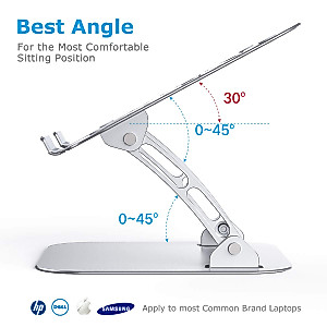 Kalafun Portable Laptop Stand Adjustable Height - MacBook Pro Stand for Desk, Aluminum Foldable Laptop Riser Computer Holder