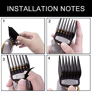 Clipper Guards Cutting Guides Compatible with Wahl Clipper with Metal Clip-from 1/16 Inch to 1 Inch(1.5-25mm)，10 Pack Black