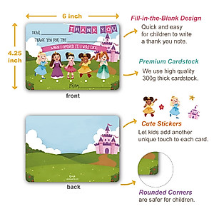 Gooji Colorful Princess Thank-You Cards, 4.25x6, 25 Cards, Customizable