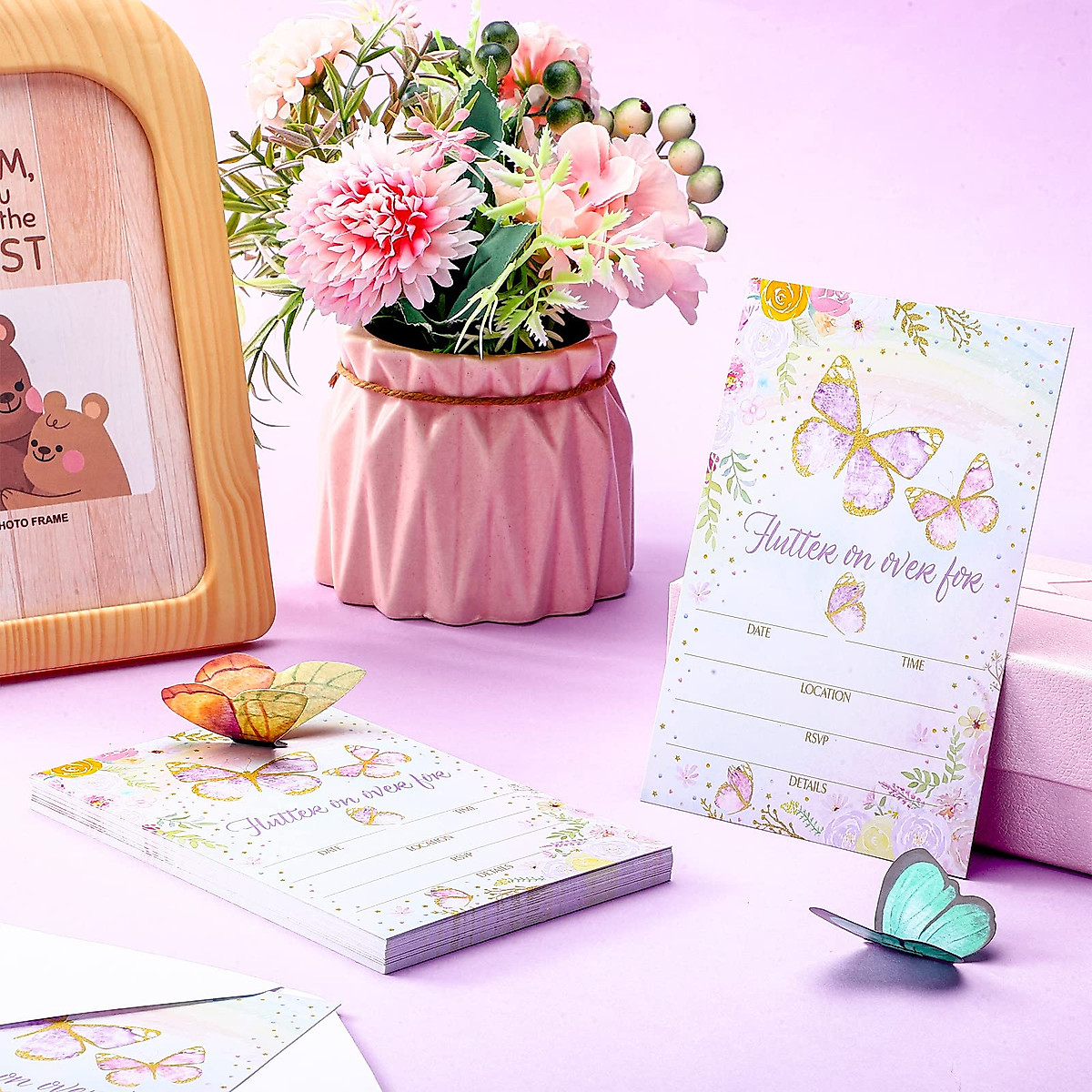 36 Pack Butterfly Baby Shower Invitations with Envelopes Flutter On Over For Butterfly Invitations Personalized Butterfly Birthday Invitations for Girls Baby Shower Birthday Party (Butterfly Style)