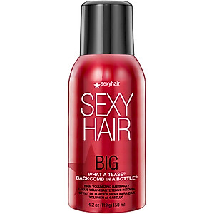 SexyHair Big What A Tease Backcomb in a Bottle Firm Volumizing Hairspray| Up to 72 Hour Humidity Resistance | All Hair Types, 4.2 Fl Oz (Pack of 1)