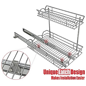 OCG 2 Tier Under Sink Pull Out Organizer (11" W x 21" D x 15.8" H), Under Sink Organizers and Storage for Kitchen Bathroom Cabinet, Chrome Finish