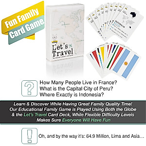 SMART WALLABY 9" Illuminated Educational Kids World Globe + STEM Flags & Countries Interactive Card Game. 3 in 1 Children Desktop Spinning Earth Political & Constellation Maps, LED Night Light Lamp