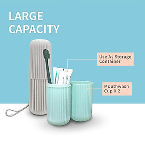 Sunenlyst 2Pcs Travel Toothbrush Holder, Portable Toothbrush Cup Case Long 7.7 inch for Traveling, Camping, Business Trip and School, Multifuction Toothbrushes Toothpaste Set