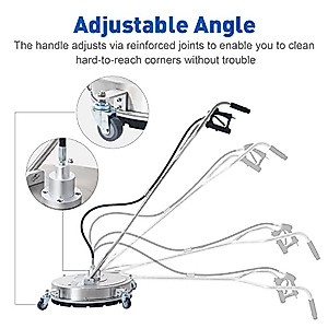 CO-Z 20 Inch Pressure Surface Cleaner with Wheels, Dual Handle Stainless Steel Housing Circular Power Washer Attachment, 4000psi Driveway Concrete Cleaning Scrubber Accessory for Gas & Electric Washer