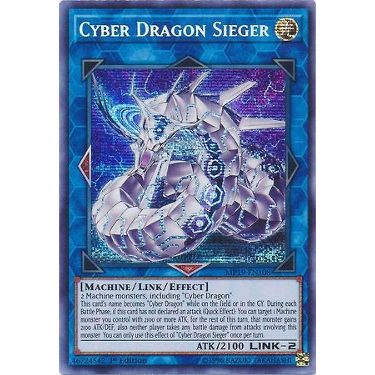 Yu-Gi-Oh! - Cyber Dragon Sieger - MP19-EN108 - Prismatic Secret Rare - 1st Edition - 2019 Gold Sarcophagus Tin Mega Pack