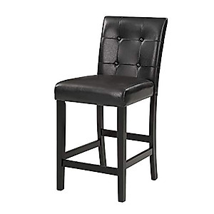 RUNNA 5-Piece Faux Marble Top Kitchen Dining Set for 4, Counter Height Dining Table Set-Dining Table with Faux Marble Top and 4 Black High Back Leather Upholstered Chairs