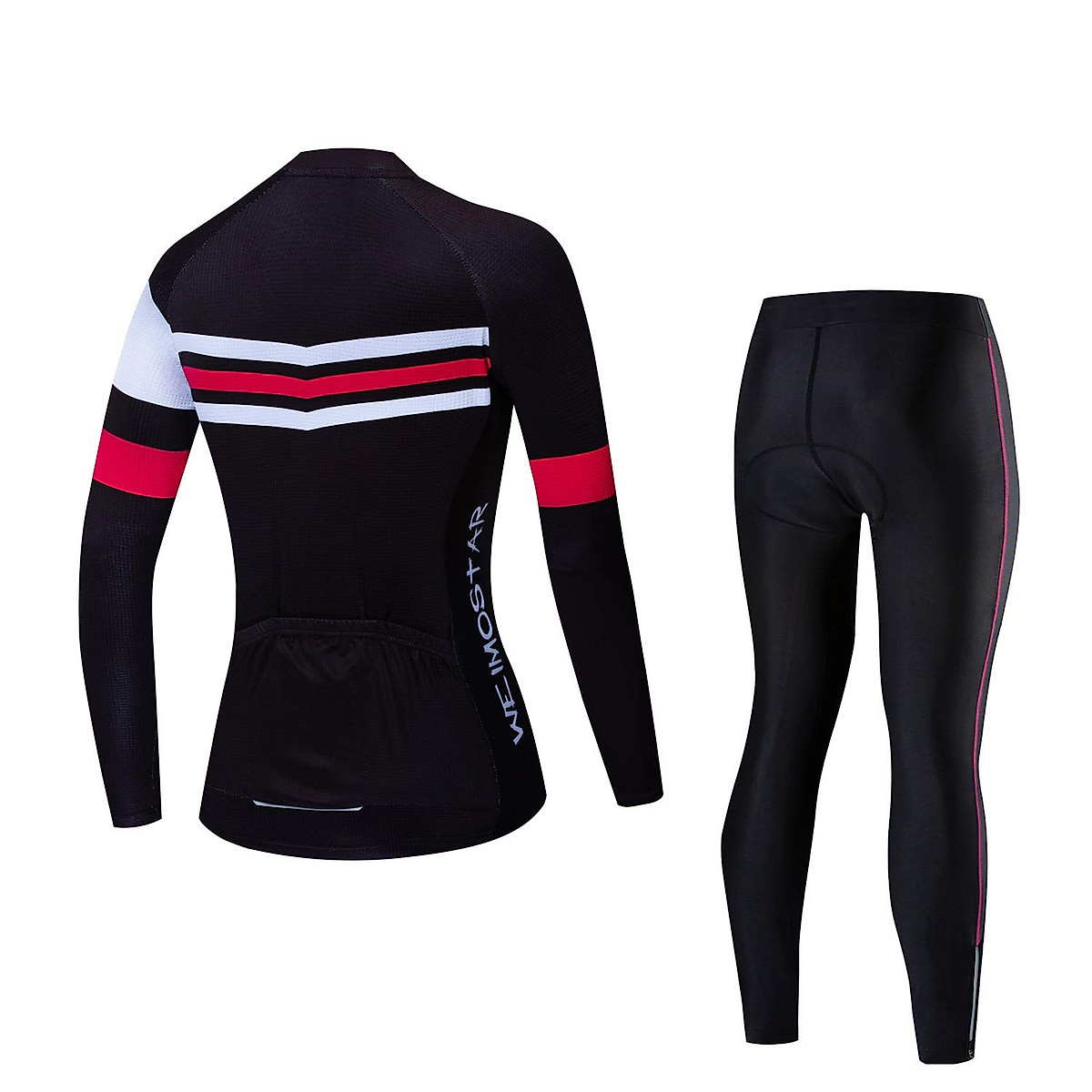JPOJPO Women's Cycling Jersey Set Long Sleeve Bike Clothing Autumn Winter Reflective+5D Padded Long Pants S-2XL