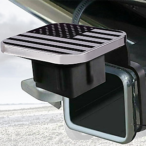 Jawmoy 1 PC Trailer Hitch Cover Tube Cover, Trailer Hitch Cover Tube Plug Insert, Receiver Tube Hitch Plug, Car Exterior Accessories, for RV, SUV, Cars (American Flag Silver)
