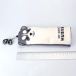 PLUSKER 1PC Golf Club Head Cover for Hybrid Synthetic Leather with Husky Pattern Design Creative Golf Headcover