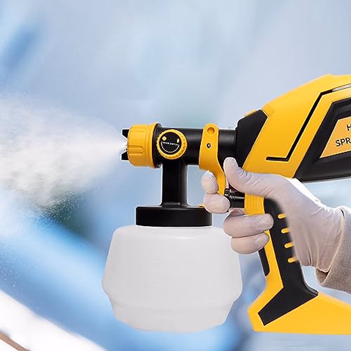 Paint Sprayer, 600W HVLP Paint Spray Gun, 2 Nozzles and 3 Patterns, with 1200ml Container, Paint Gun for House Painting, Fence, Furniture, Garden Chairs, Doors etc.