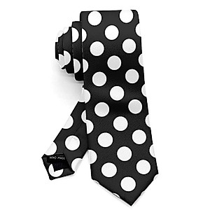 YEAHSPACE Polka Dot Tie Black And White Necktie Men's Ties for Wedding Prom Uniform-polka dot black and white (13), One Size