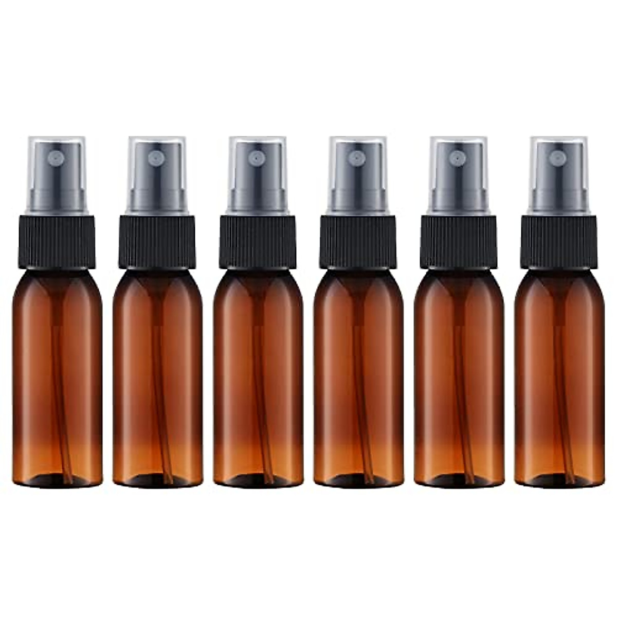 LISAPACK 1oz Spray Bottle Small (Amber, 6 Pack) Empty Plastic Mini Fine Mist Travel Size Atomizer, Tiny Sprayer for Little Perfume, Water, Cologne, Alcohol, Samples (Brown, 30ml)