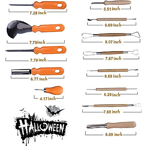Pumpkin Carving Kit Tools Halloween, 15PCS Professional Heavy Duty Carving Set, Stainless Steel Double-side Sculpting Tool Carving Knife for Halloween Decoration