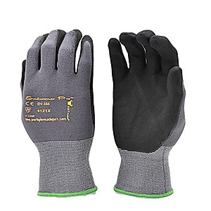 G & F Products 1529XL-DZ Knit Work Gloves, Textured Rubber Latex Coated For Construction, Black, XLarge,Gray