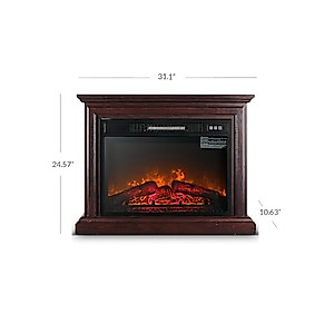 Della 31 Inch Mantel with 23 Inch 1400W Electric Fireplace with Remote Control, Heater with Realistic LED Flames, for Living Room or Bedroom - Brown