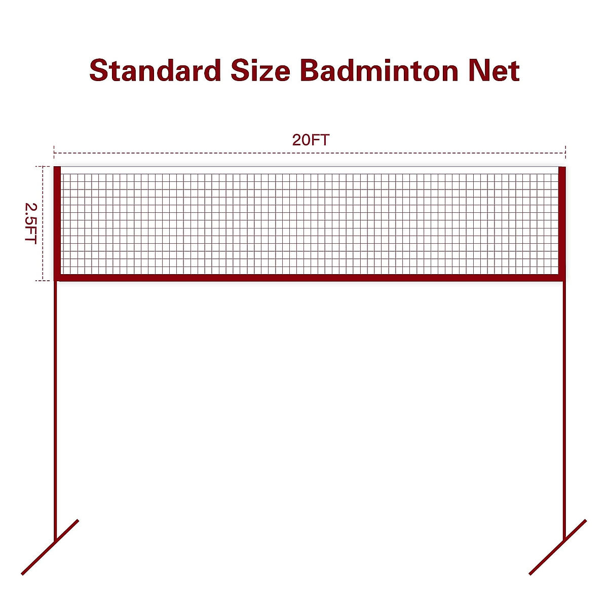 Sanung Portable Badminton Net, Standard Size Indoor Outdoor Polyester Badminton Net Replacement for Backyard Beach Garden, All Weather-proof and Wear-resistant, 20FT x 2.5FT