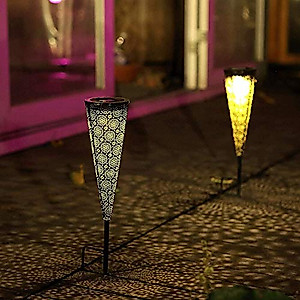 Mezone Solar Pathway Lights 2 Pack,Solar Powered LED Low Voltage Landscape Path Lights Garden Stake Lights Outdoor Dcorative Solar Lights In-Ground LED Light