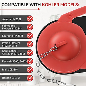 Saillong 2 Pcs Toilet Flapper Replacement Compatible with Kohler Parts 84995 and 1000490 Toilet Flapper, 2 Inch Rubber Toilet Flapper Replacement with Stainless Chain, Water Conserving