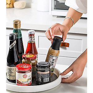 Lawei 3 Pack Pantry Cabinet Lazy Susan Turntable - 10 Inch Non-Slip Lining Kitchen Storage Turntable for Cabinet, Pantry, Refrigerator, Countertop - Spinning Organizer for Spices, Condiments, Baking