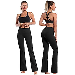 BUBBLELIME 29"/31"/33"/35"/37" 4 Styles Women's High Waist Bootcut Yoga Pants - Basic Nylon_Black M-29 Inseam