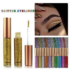 Kyannkara Liquid Glitter Eyeshadow Glitter Eyeliner Metallic Shimmer Eye Looks Galaxy Long Lasting Quick-Drying Sparkling Eye Shadow（09#）