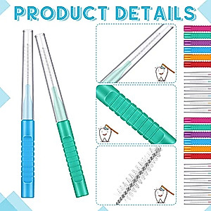 Yinder 100 Pcs Braces Brushes for Cleaner Interdental Brush Toothpicks Teeth Cleaning Soft Flossing Heads Floss Dental Tools Braces Flossers Tooth Picks Flossers with Bristles, 6 Colors and Sizes