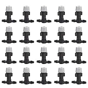 Plastic Mist Nozzle Sprinkler Tee Joints Spray Heads for Misting Watering Plant Flower Cooling System Home Garden Irrigation, 20pcs (Black)