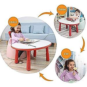 LIRUXUN Children's Table and Set Kindergarten Can Be Raised and Lowered Plastic Baby Game Table Graffiti Belt Storage Tablo