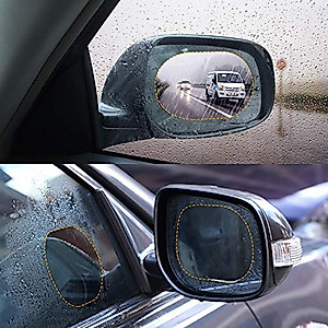Foseal HD Transparent Nano Coating Rainproof Film for Car Rear View Mirror, Oval (5.31"x3.74"), 4 PCS