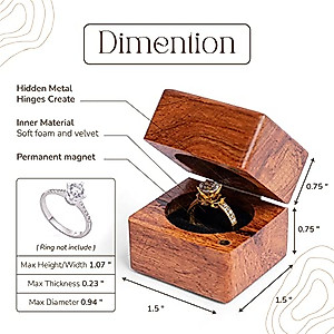 Mr. and Mrs. Ring Box – Handmade Wood Ring Box for Wedding day Ring Boxes Small Engraved for Engagement/Proposal, Rustic Ring Box, Ring Storage Box Engagement Gift (Wood Ring Box - Flower 2 PCs)