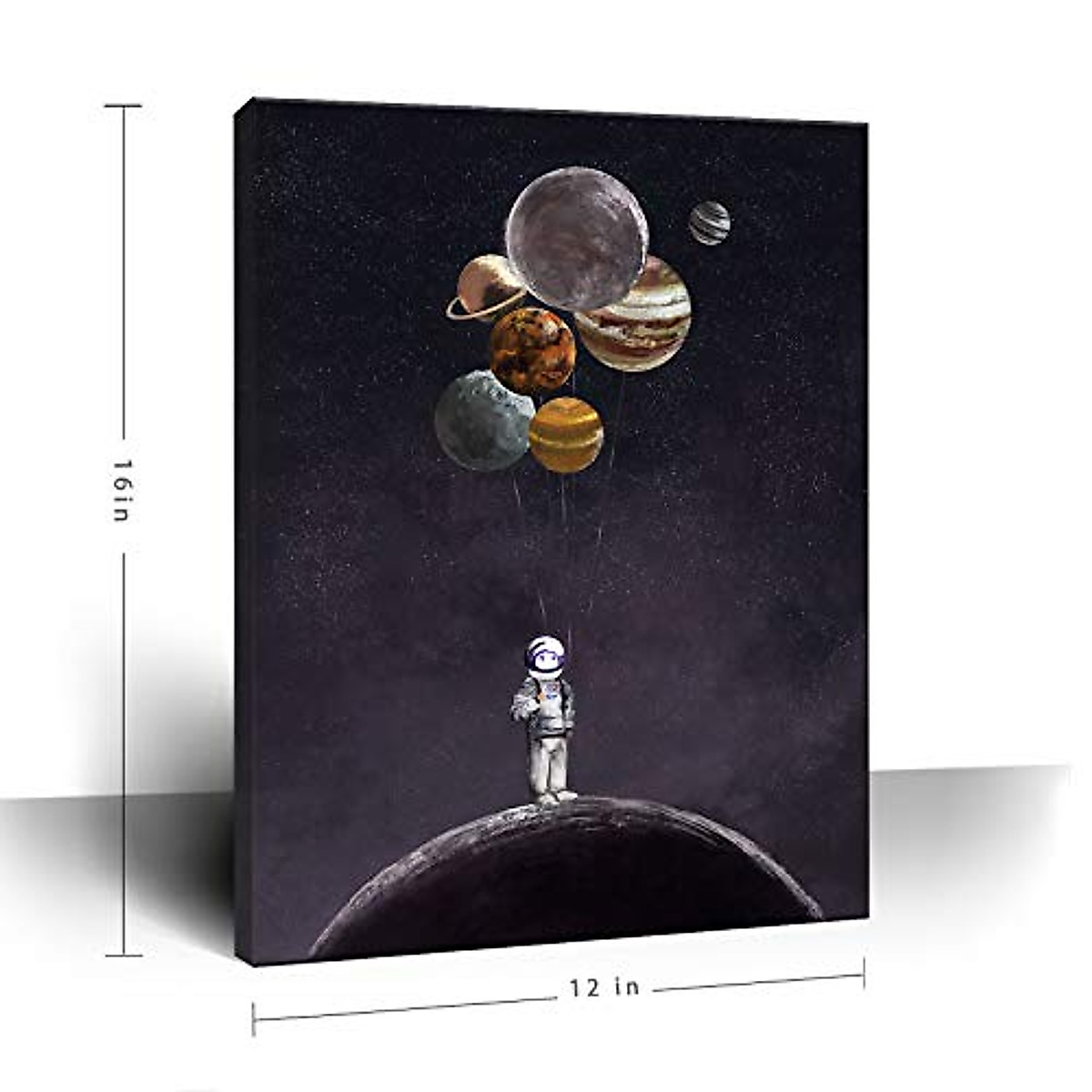 Inspirational Wall Art for Office Outer Space Decor Motivational Canvas Print Astronaut Holding Planet Creative Picture Framed Artwork for Bathroom Bedroom Kids Girls Boys Childrens Room 12x16inch