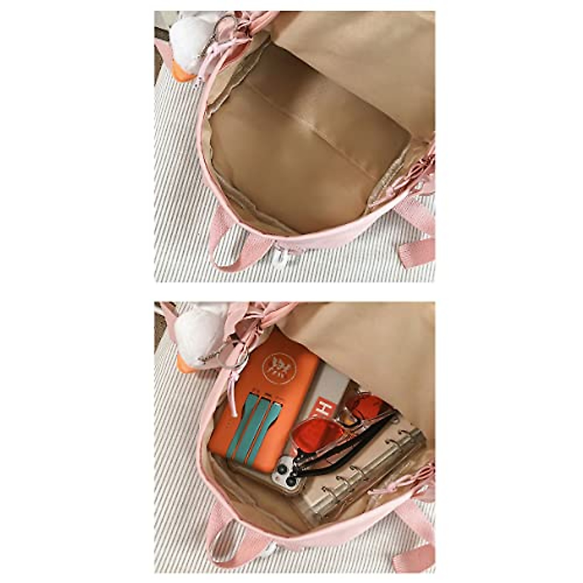 Kawaii Backpack Teen Girls Bag Waterproof Nylon with Cute Pendant and Pin Mini Shoulder Bag (Black)